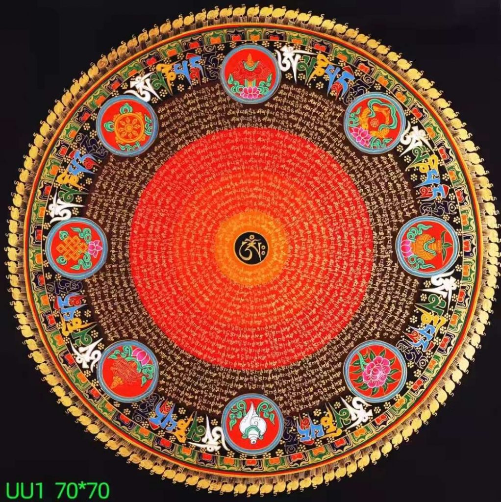 编号138-876978：彩绘唐卡-吉祥八宝坛城（70*70CM左右） | 沃唐卡www.WoTangKa.com