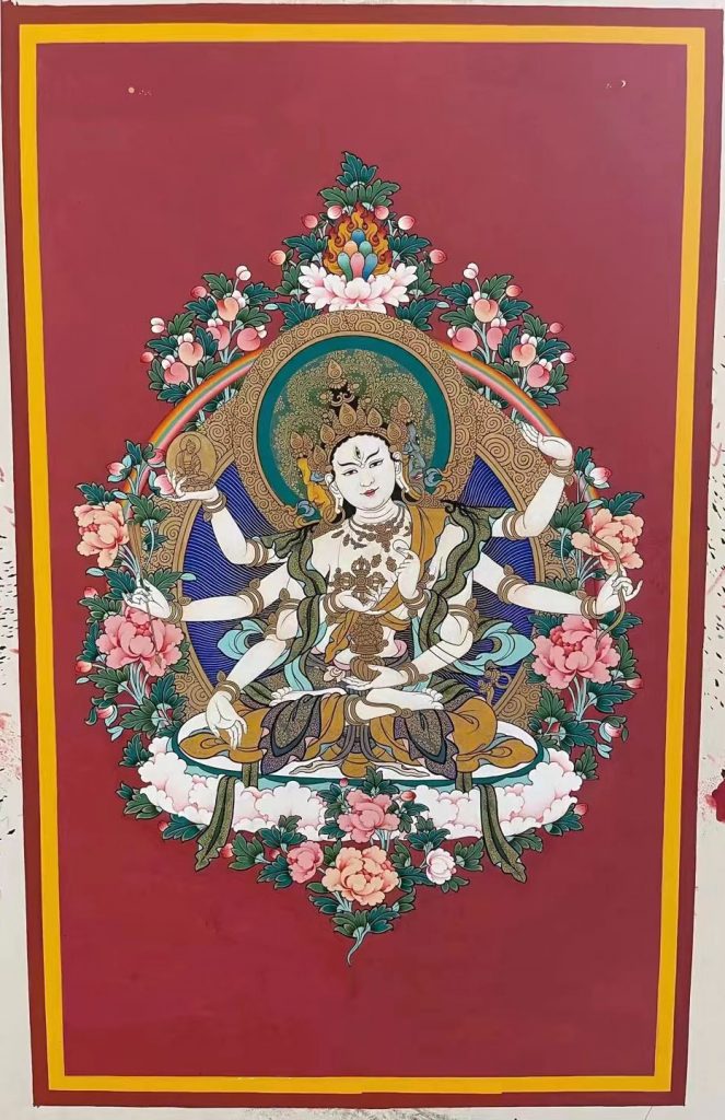 编号188-513248：红金唐卡-尊胜佛母（90*60CM左右） | 沃唐卡www.WoTangKa.com