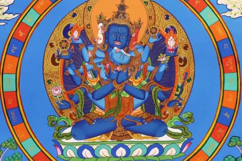 热贡-拉藏·画院：彩绘唐卡-十相自在（60*45CM左右） | 沃唐卡www.WoTangKa.com