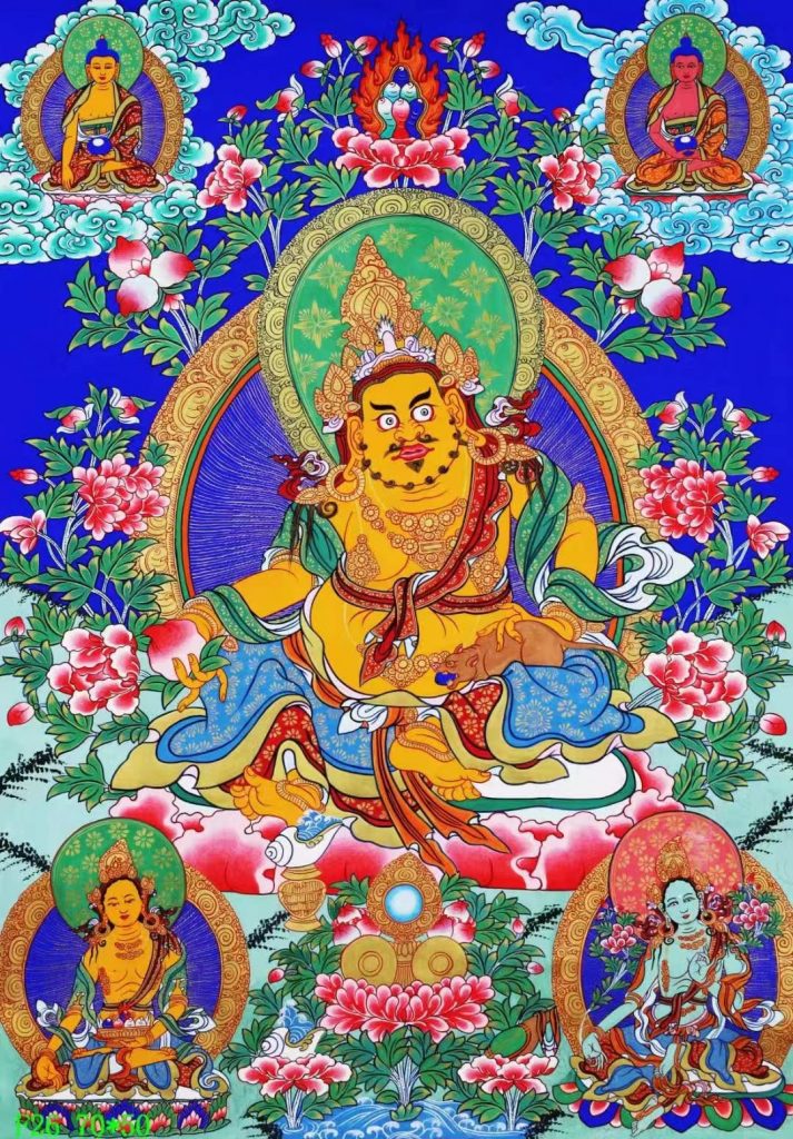 编号138-237259：彩绘唐卡-黄财神（70*50CM左右） | 沃唐卡www.WoTangKa.com