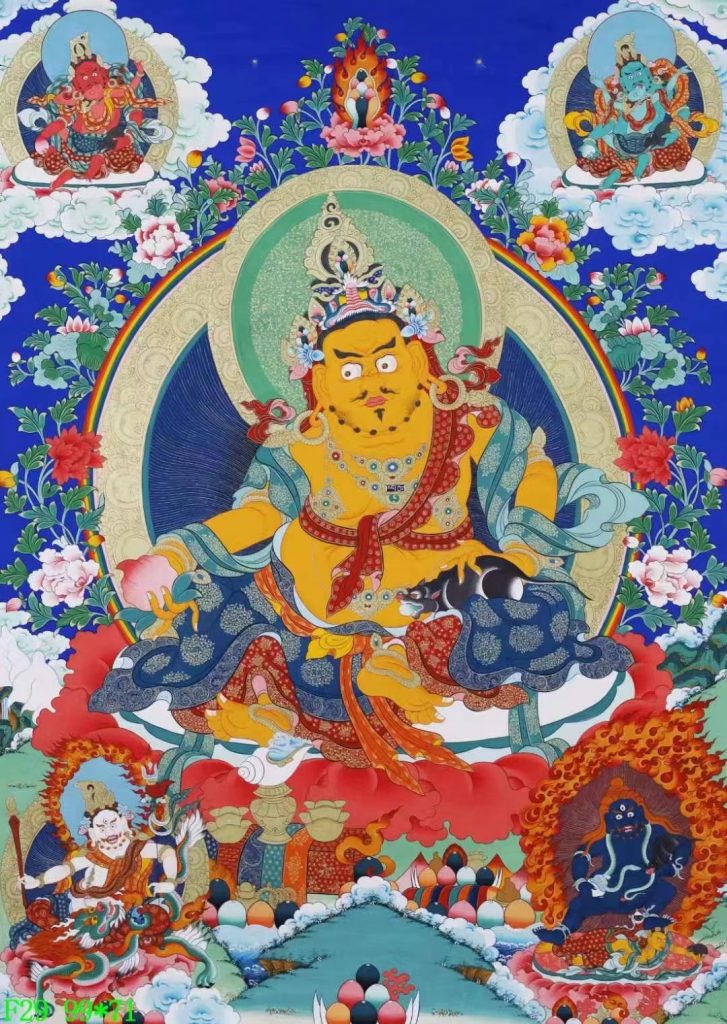 编号138-119202：彩绘唐卡-黄财神·五方财神（99*71CM左右） | 沃唐卡www.WoTangKa.com