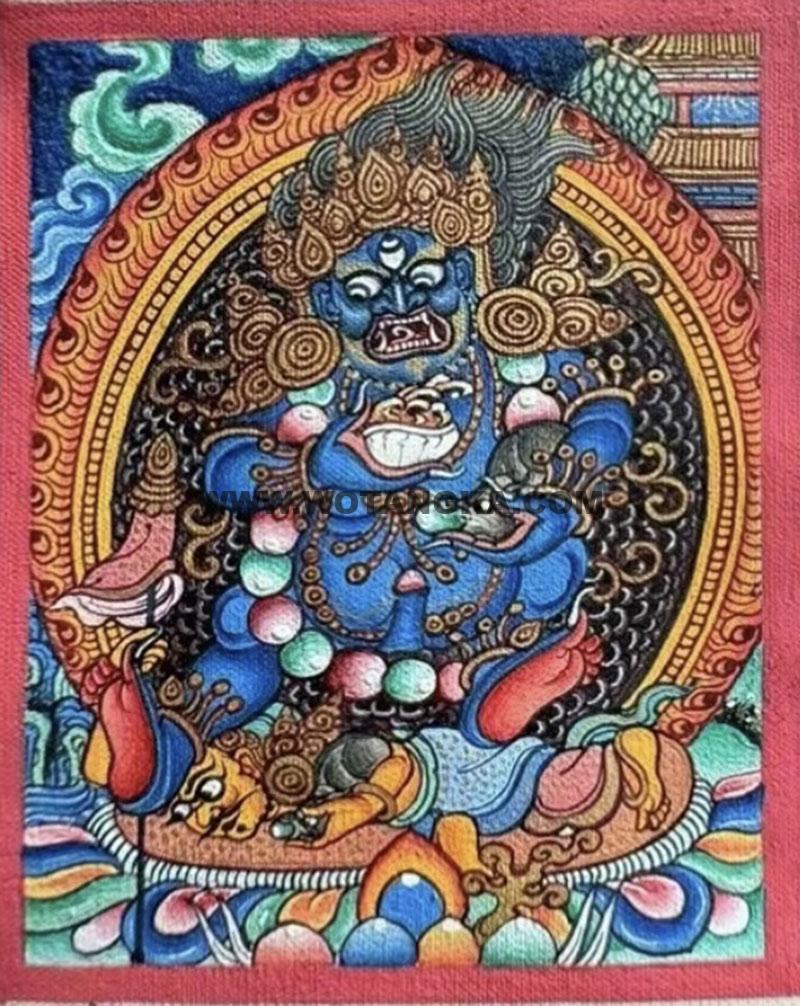 编号118-1323345：彩绘小唐卡-黑财神（长方形·5*4CM左右） | 沃唐卡www.WoTangKa.com