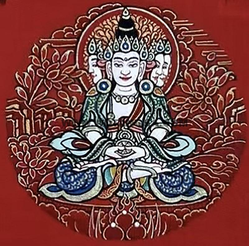 编号118-6076963：红金小唐卡-四面大日如来（圆形·直径3.5CM左右） | 沃唐卡www.WoTangKa.com